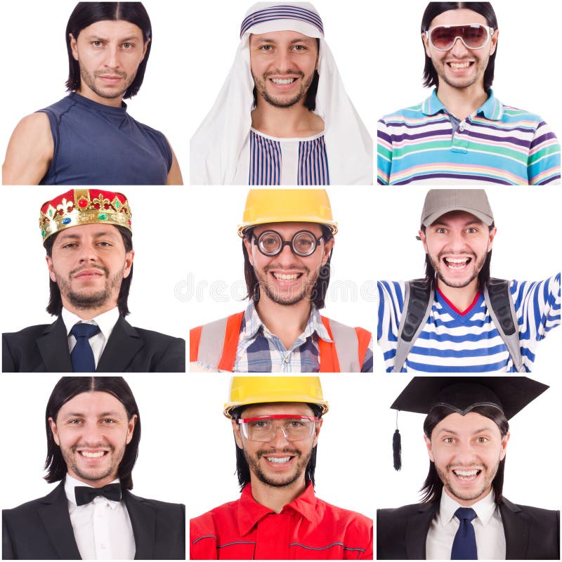 Collage of Many Faces from Same Model Stock Image - Image of caucasian ...