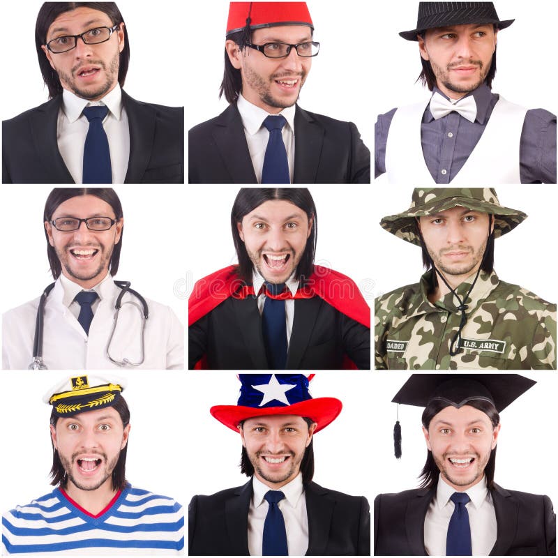 Collage of Many Faces from Same Model Stock Image - Image of fashion ...