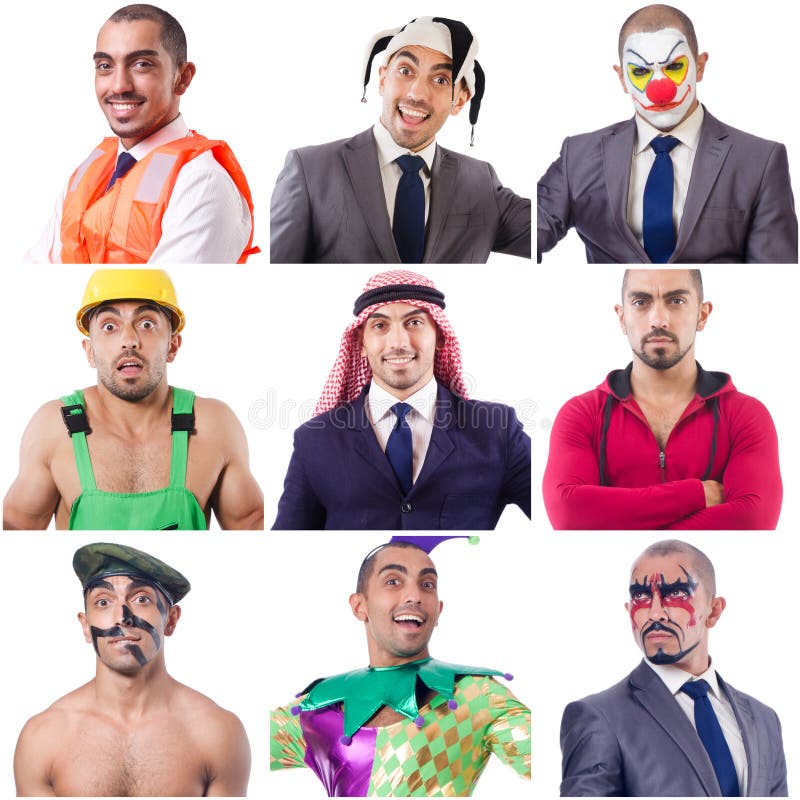 Collage of Many Faces from Same Model Stock Image - Image of happiness ...