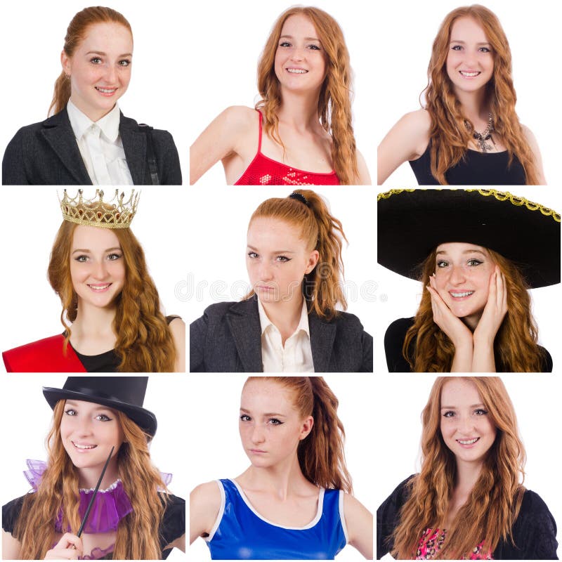Collage of Many Faces from Same Model Stock Image - Image of glasses ...
