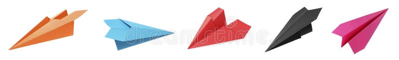 Collage with Many Paper Planes on White Background. Origami Art Stock ...