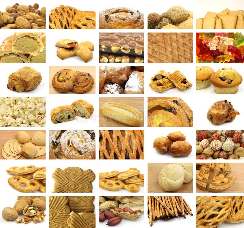 Collage of many snacks stock photo. Image of pastry, collection - 15078692