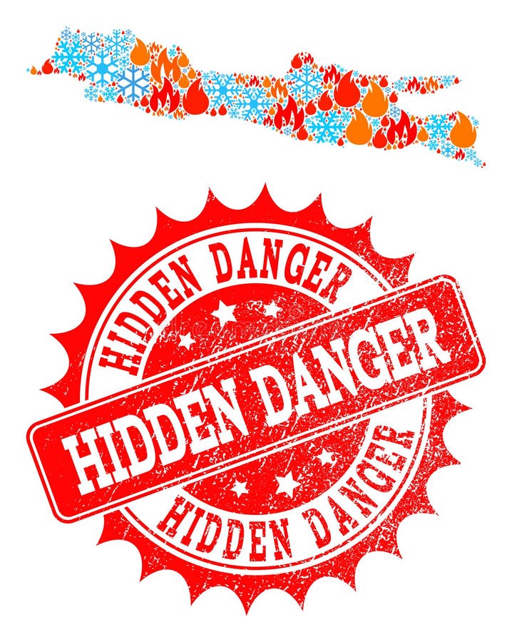 Collage Map of Java Island of Fire and Snowflakes and Hidden Danger ...