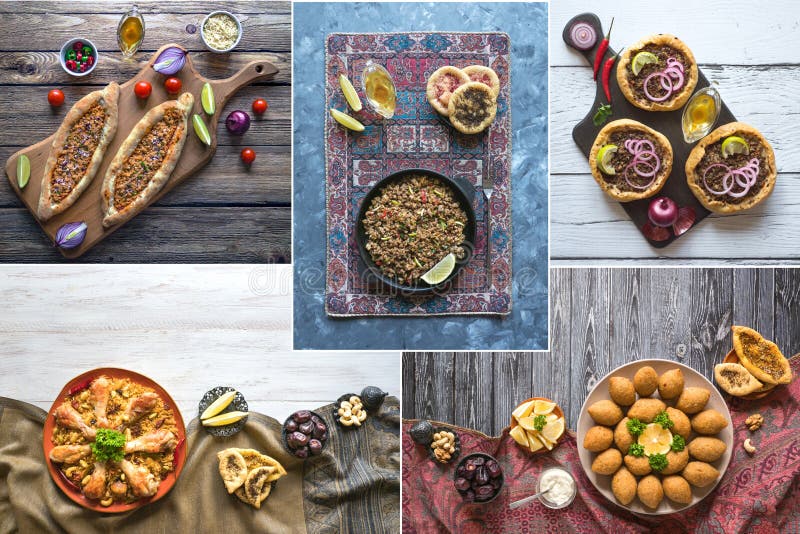 Collage with Meat Dishes of the World Cuisine Stock Photo - Image of ...