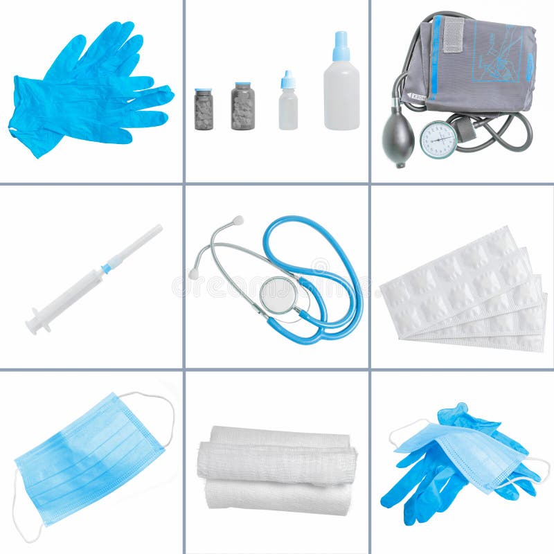 Medical objects collage stock photo. Image of help, healthcare - 33120852