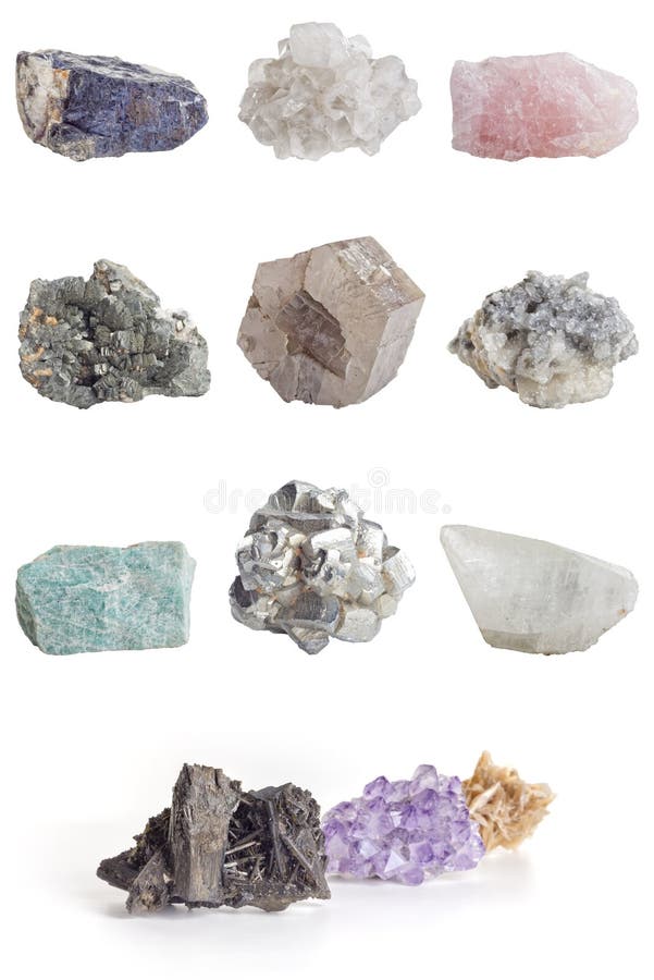 Collage - Set of Minerals with Names Isolated. Stock Photo - Image of ...