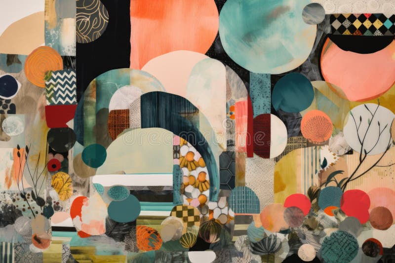 A Collage with a Mix of Textures, Shapes, and Colors Stock Illustration ...