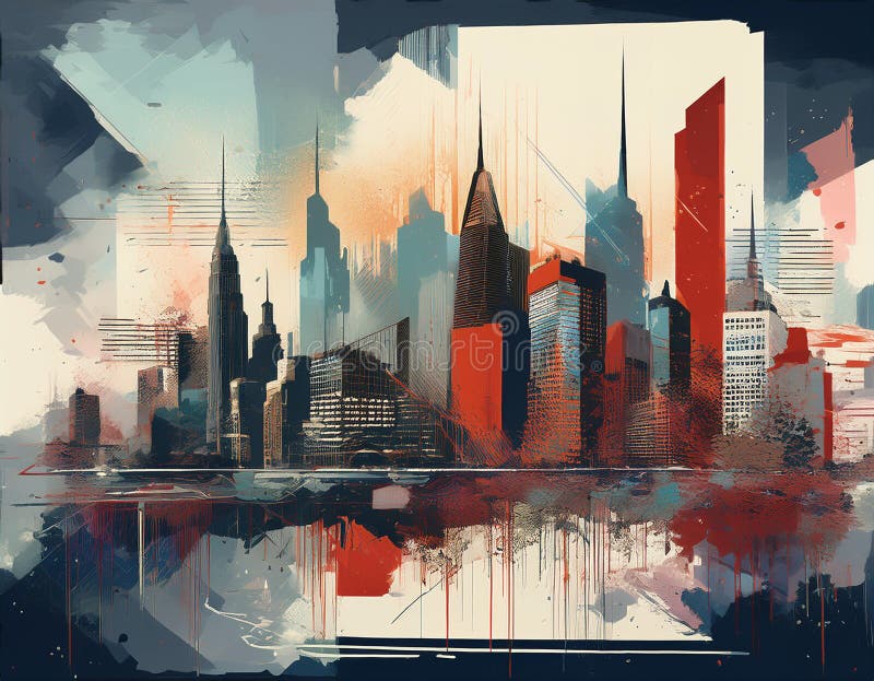 Collage of Modern Business Skyscrapers, Financial Documents, Graphs ...