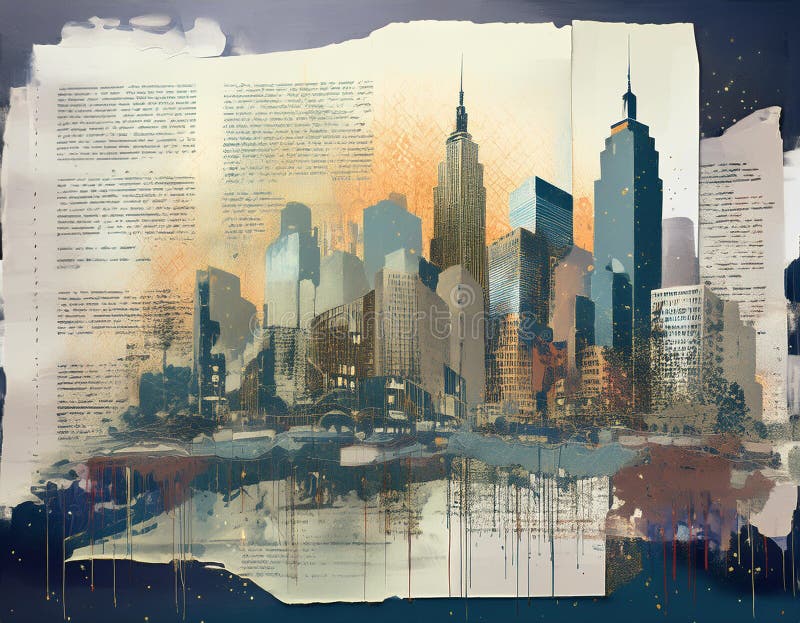 Collage of Modern Business Skyscrapers, Financial Documents, Graphs ...