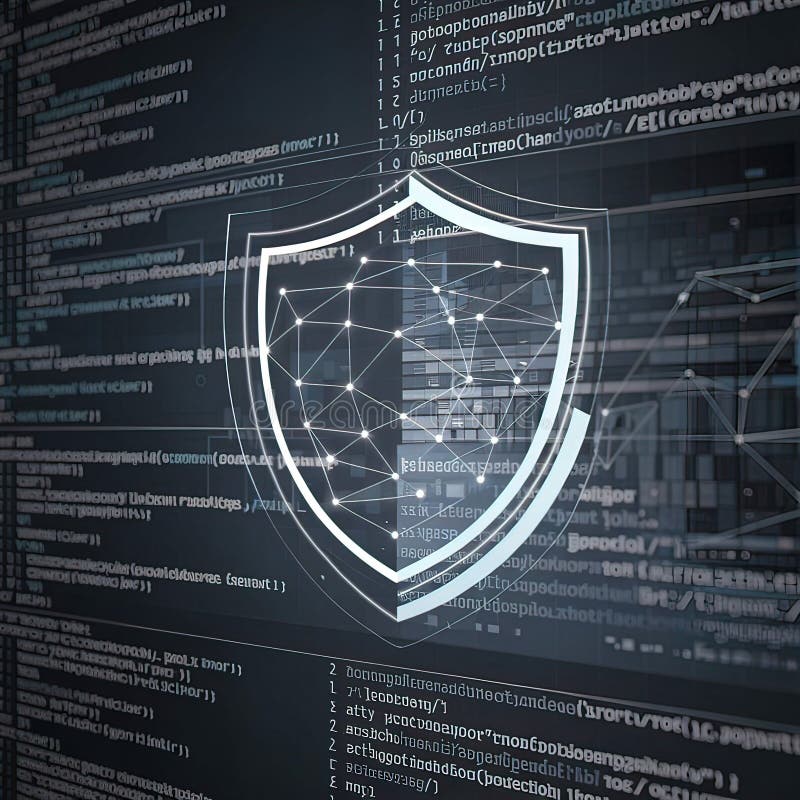 Collage with Modern Design of Electronic Shield Symbolizing the Concept ...