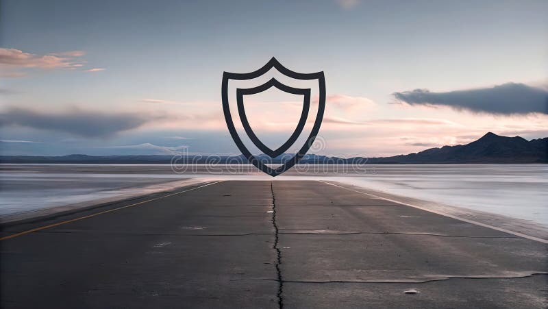 Collage with Modern Design of Electronic Shield Symbolizing the Concept ...