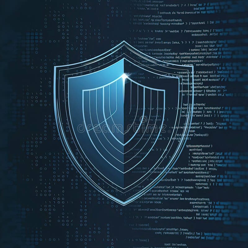 Collage with Modern Design of Electronic Shield Symbolizing the Concept ...