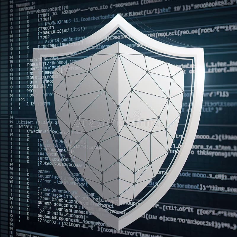 Collage with Modern Design of Electronic Shield Symbolizing the Concept ...