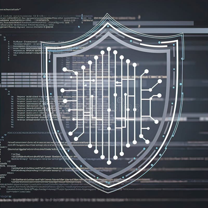 Collage with Modern Design of Electronic Shield Symbolizing the Concept ...