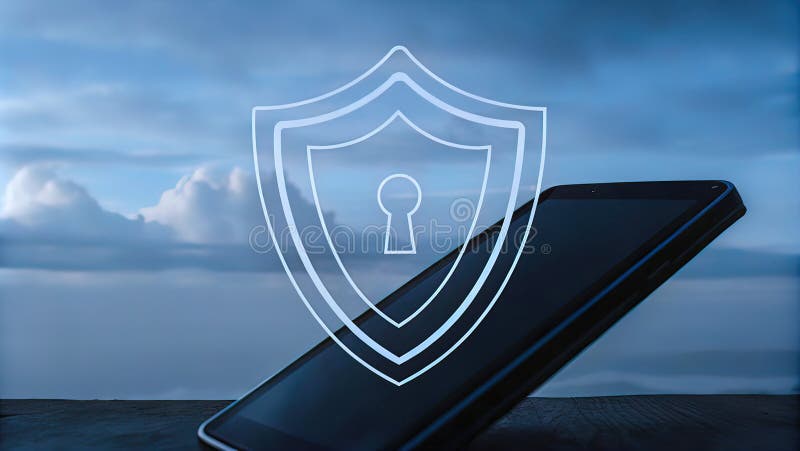 Collage with Modern Design of Electronic Shield Symbolizing the Concept ...