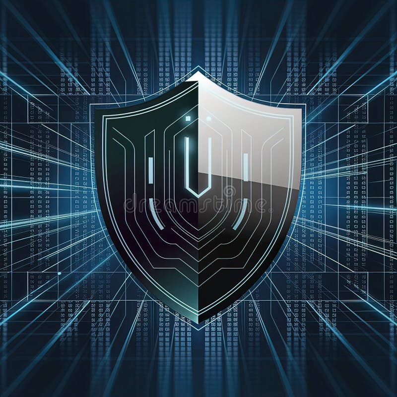 Collage with Modern Design of Electronic Shield Symbolizing the Concept ...