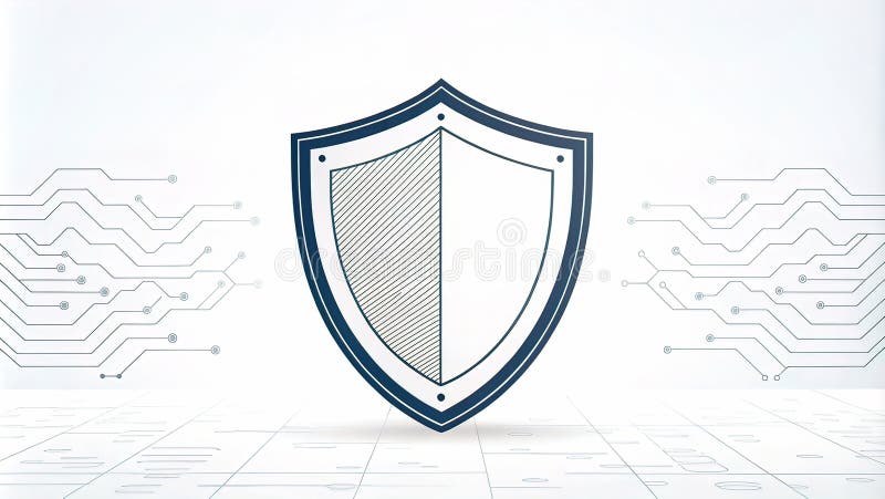 Collage with Modern Design of Electronic Shield Symbolizing the Concept ...