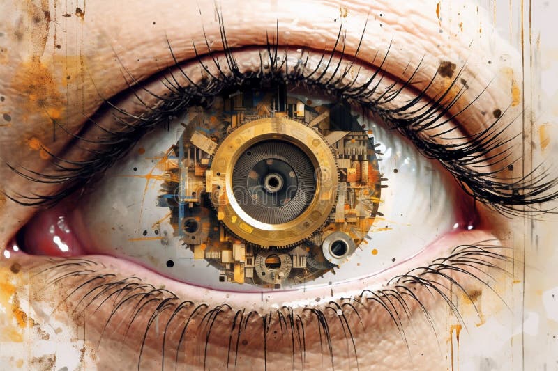 Collage of Modern Technology and Human Eye Stock Illustration ...