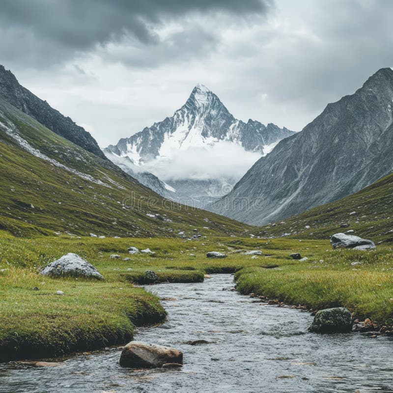 Collage of Mountain Landscape with a River and Mountains in the ...