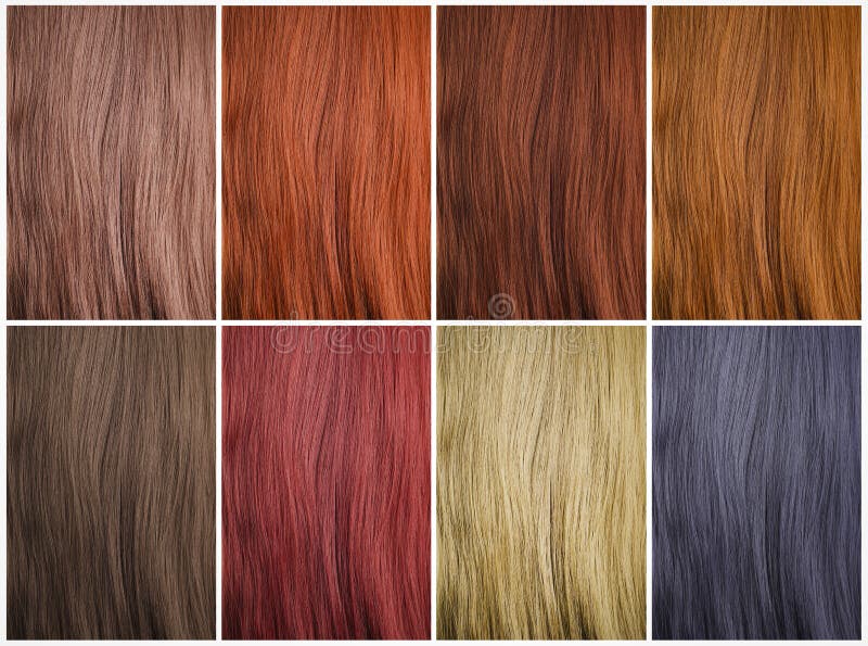 Collage with Multicolored Hair Samples. Color Palette Stock Image ...
