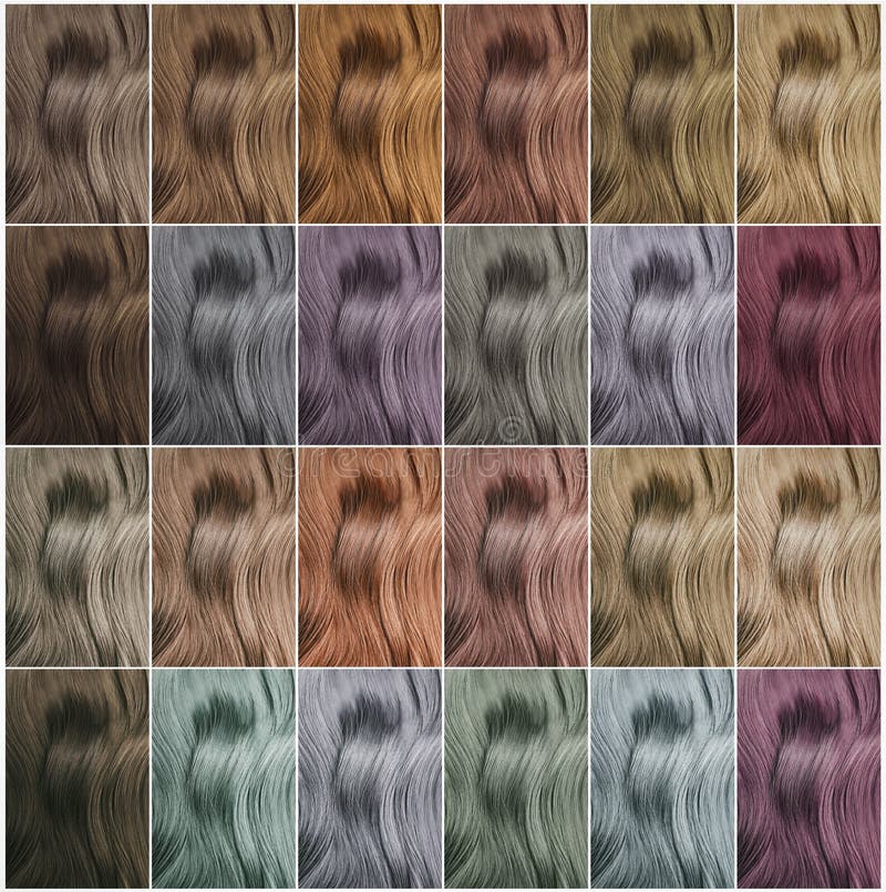 Collage with Multicolored Hair Samples. Color Palette Stock Image ...