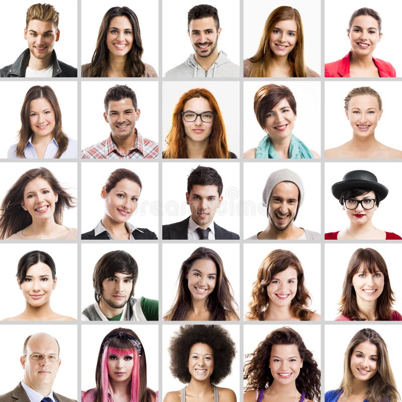 Collage with Multiple Portraits Stock Image - Image of smile, work ...