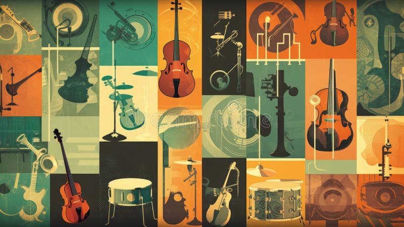 Collage of Music Instruments - Beautiful Illustration - Made with ...