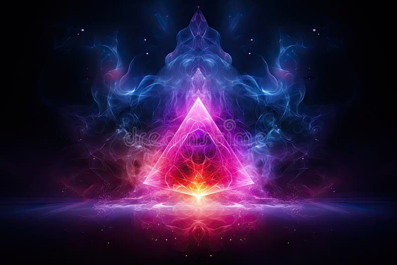 Collage. Mysterious Geometric Shapes with Neon Smoke Light Effect Stock ...