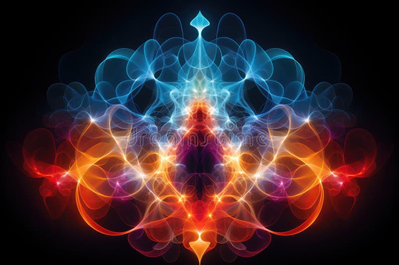 Collage. Mysterious Geometric Shapes with Neon Smoke Light Effect Stock ...