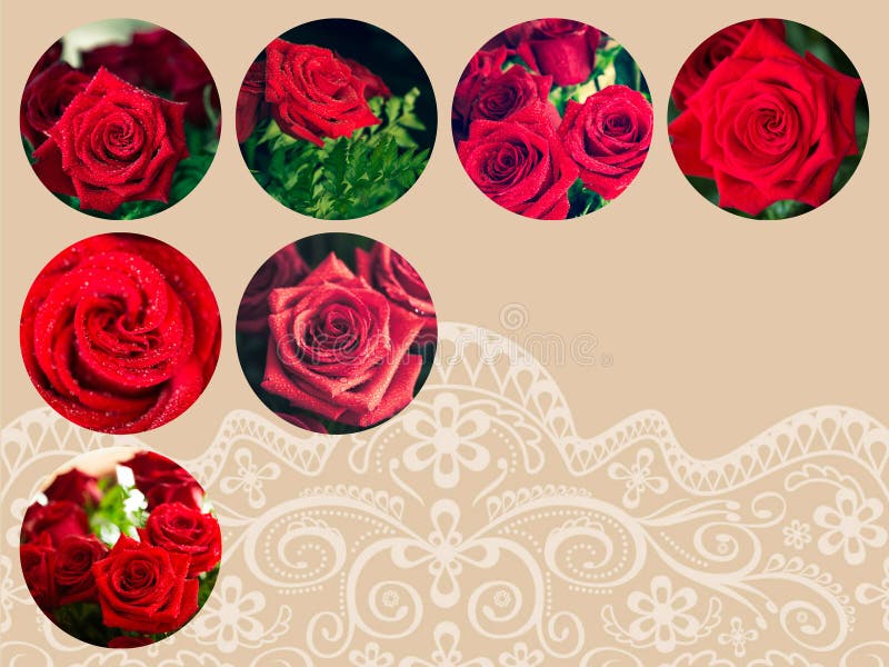 Collage of Natural Red Roses Background. Stock Illustration ...