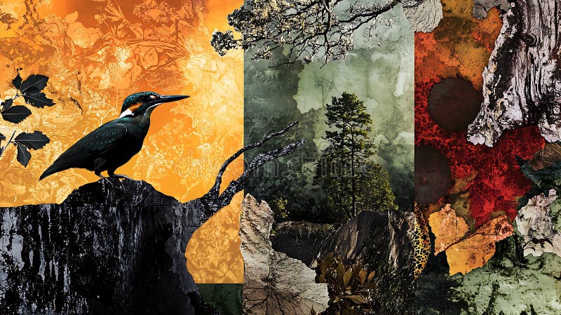 A Collage of Nature and Wildlife, Combining Different Textures, Colors ...