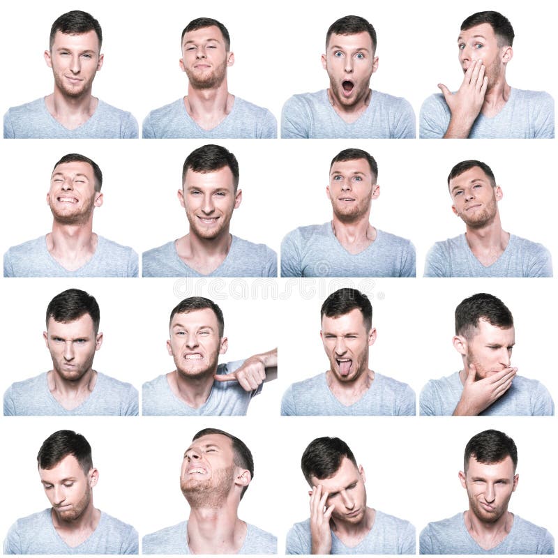 Collage of Negative and Positive Face Expressions Stock Image - Image ...