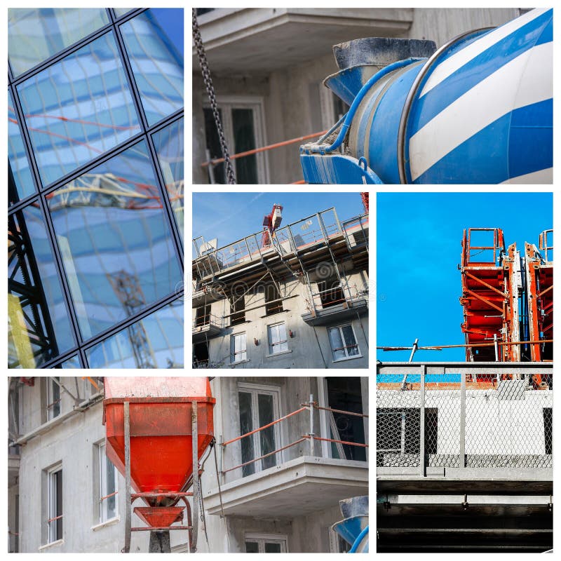 Collage of a New Residential Building Stock Photo - Image of human ...