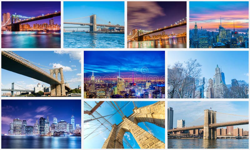 The Collage of New York Photos Stock Image - Image of city, bridge ...