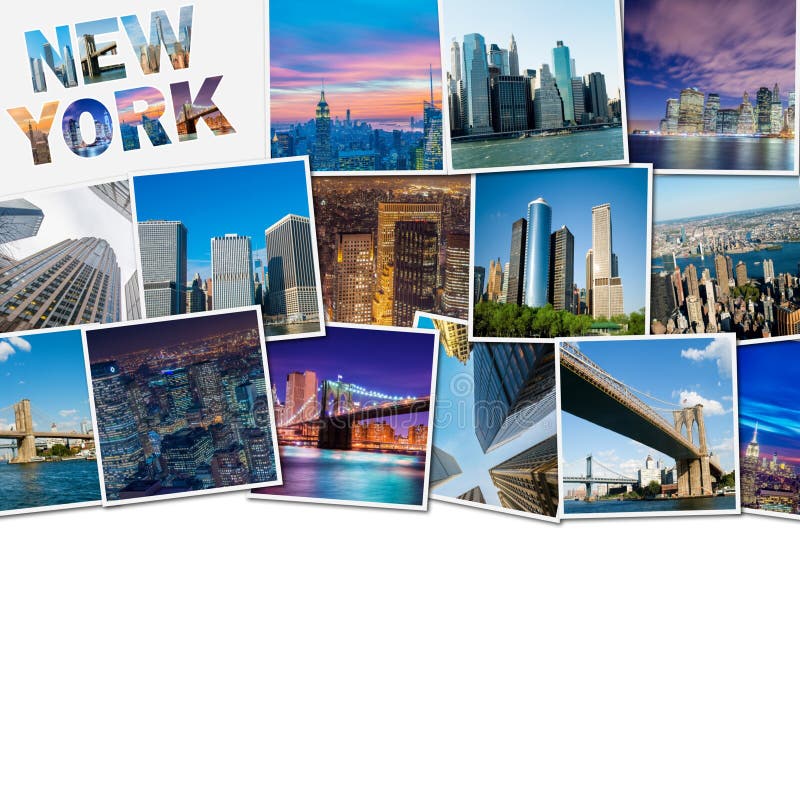 The Collage of New York Photos Stock Photo - Image of liberty, history ...