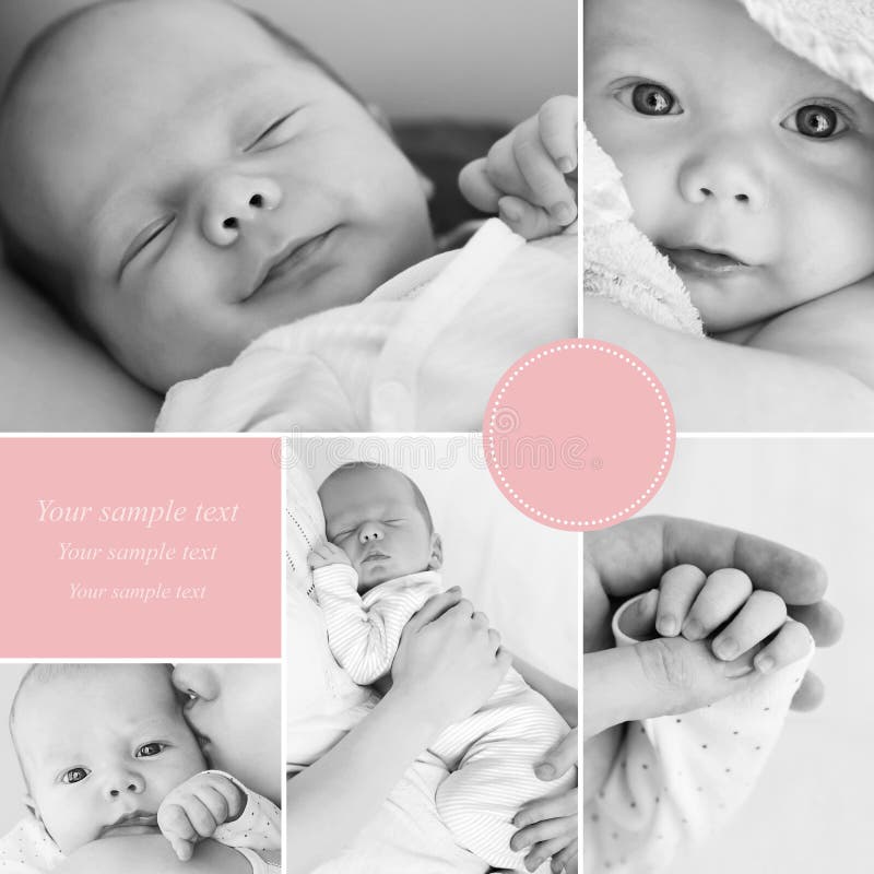 Collage of Newborn Baby S Photos Stock Image - Image of feelings ...