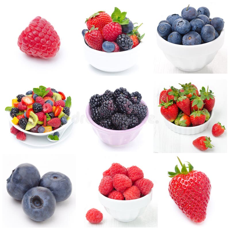 Berries collage stock photo. Image of raspberry, summer - 20639074
