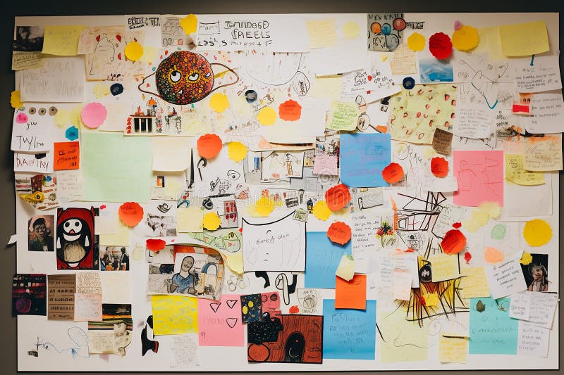 Collage of Notes, Photos and Drawings on Whiteboard, a Collection of ...
