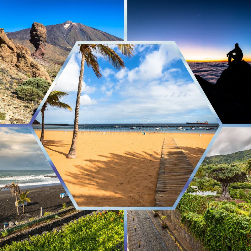 Collage of O Tenerife Spain Europe. Stock Photo - Image of shore ...
