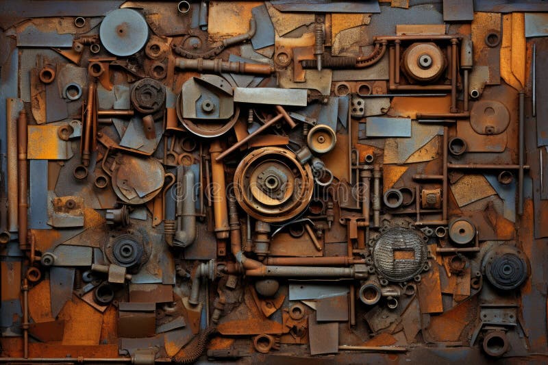 A Collage of Old, Rusty Metal Pieces Arranged in an Abstract Pattern ...