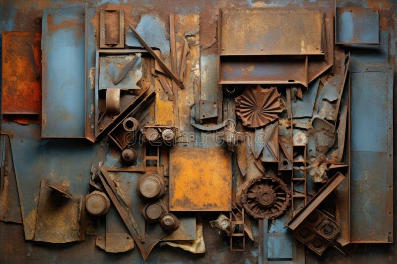 A Collage of Old, Rusty Metal Pieces Arranged in an Abstract Pattern ...