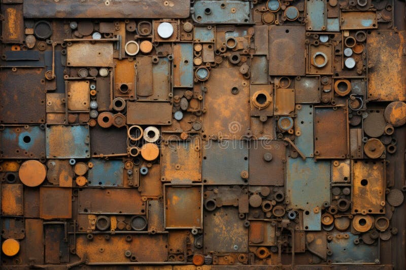 A Collage of Old, Rusty Metal Pieces Arranged in an Abstract Pattern ...