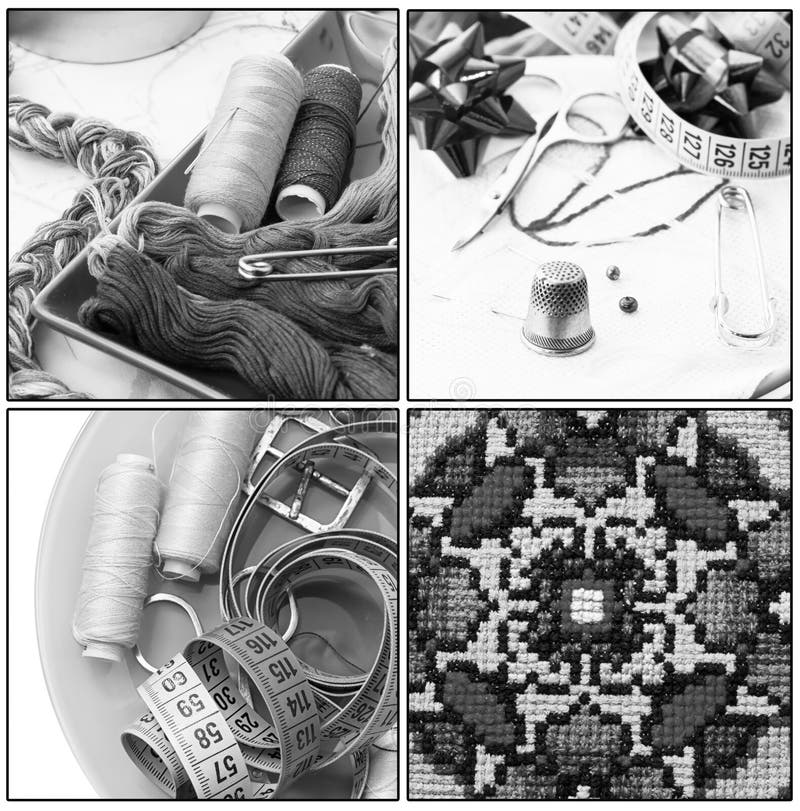 Collage with Old Sewing Tools Stock Image - Image of show, embroider ...