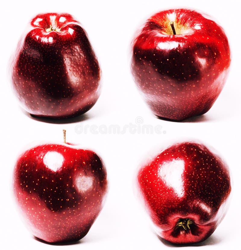 Collage with One Red Apple Isolated on White Stock Photo - Image of ...