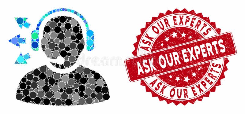 Collage Operator Answer Speech with Distress Ask Our Experts Stamp ...