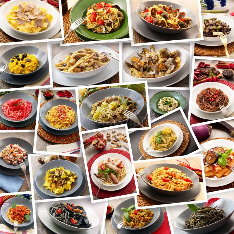Original Italian Pasta Collage Stock Photo - Image of lunch, original ...