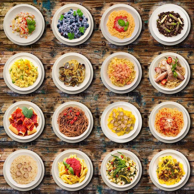 Original Italian Pasta Collage Stock Photo - Image of gourmet, kitchen ...