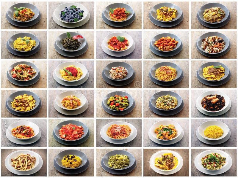 Original Italian Pasta Collage Stock Photo - Image of dishes, group ...