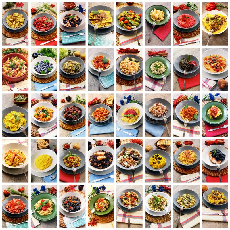 Original Italian Pasta Collage Stock Photo - Image of appetizing ...