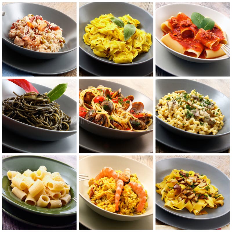 Original Italian Pasta Collage Stock Image - Image of diet, dishes ...